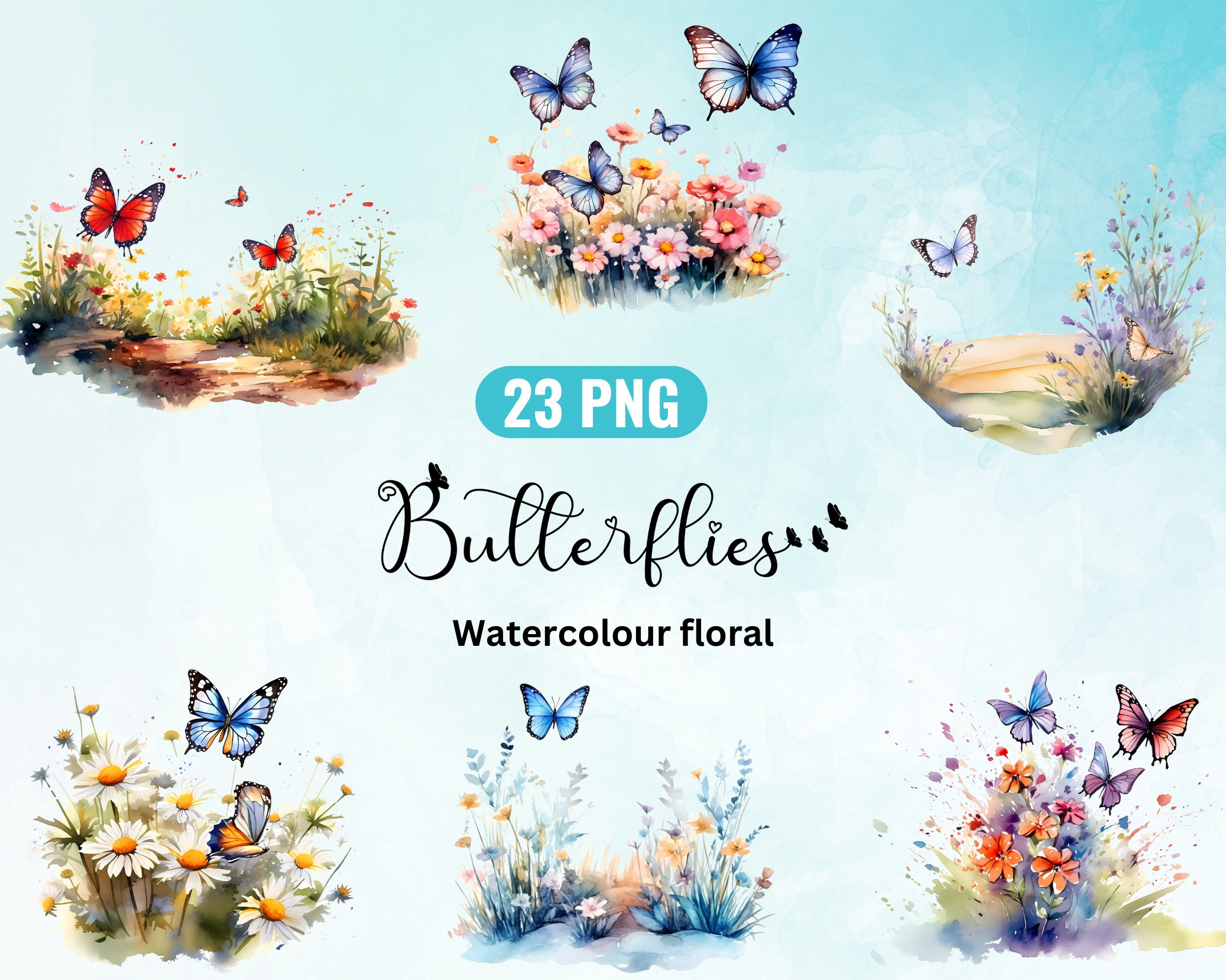 Watercolor Floral Butterfly Clipart 23 High Quality Transparent Png for ...