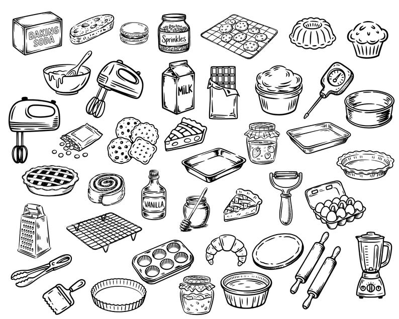 150 Baking SVG PNG Bundle Illustrations | Bakery Svg | Food Clip Art ...