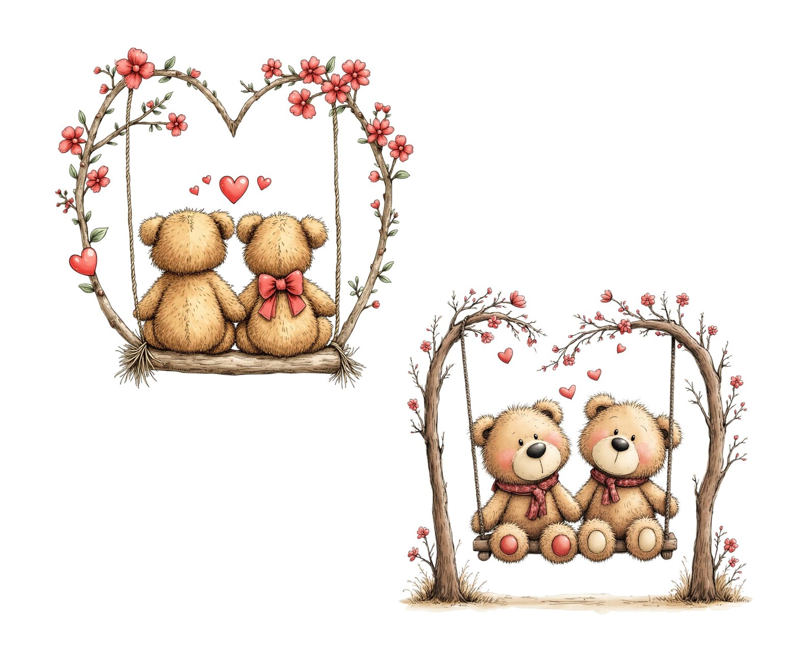 60 Teddy Bear Valentine's Day Clipart PNG | Love Graphics Whimsical ...