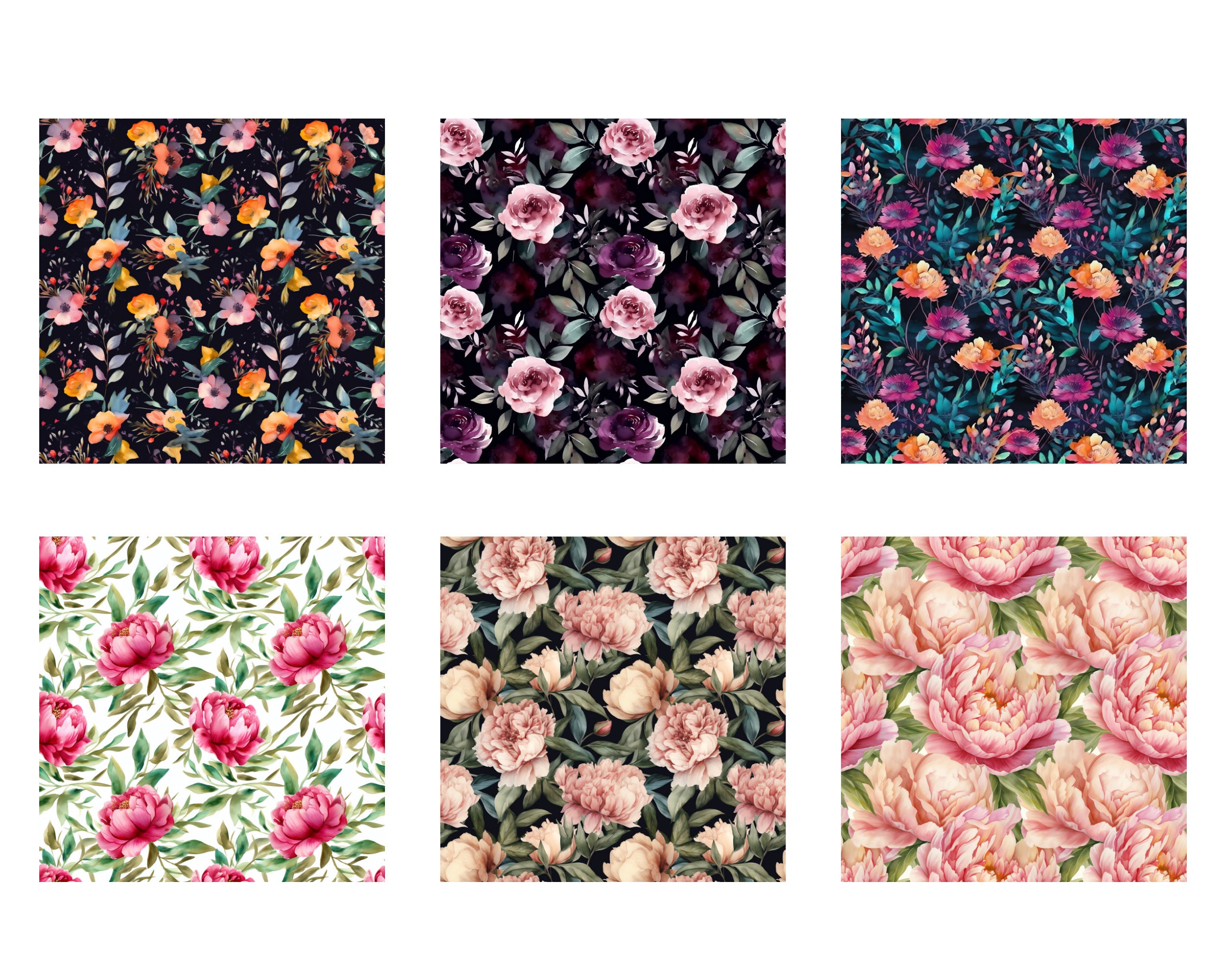 24 Pack Bundle Floral Seamless Digital Paper Flower - Etsy