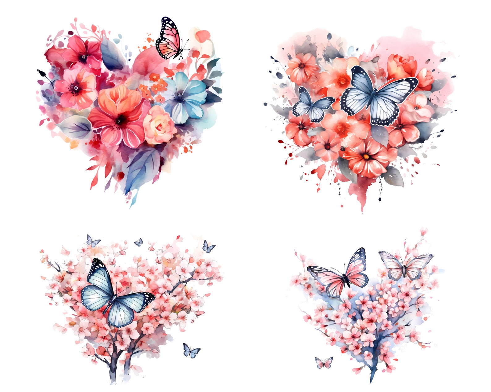 Watercolor Floral Butterfly Clipart 20 High Quality Transparent Png for ...