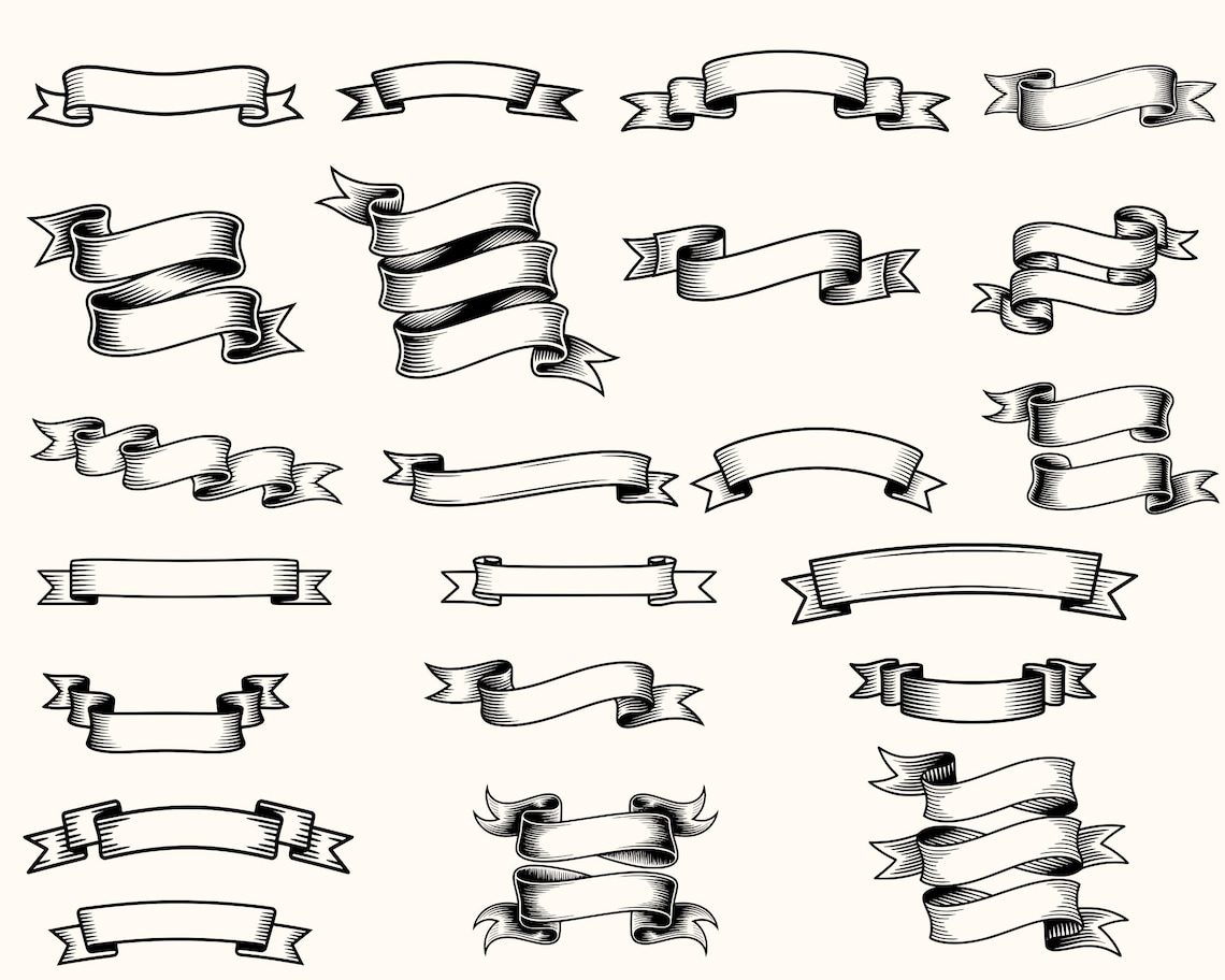 Banner Svg Bundle | Ribbon Scroll Label Clipart | Ribbon Svg Bundle ...