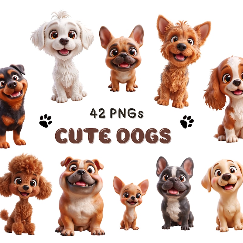 Cute Dog Clipart - Etsy