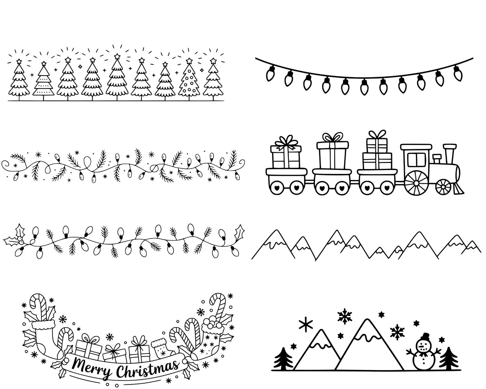 80 Christmas Text Divider SVG PNG Bundle, Line Divider | Design Element ...