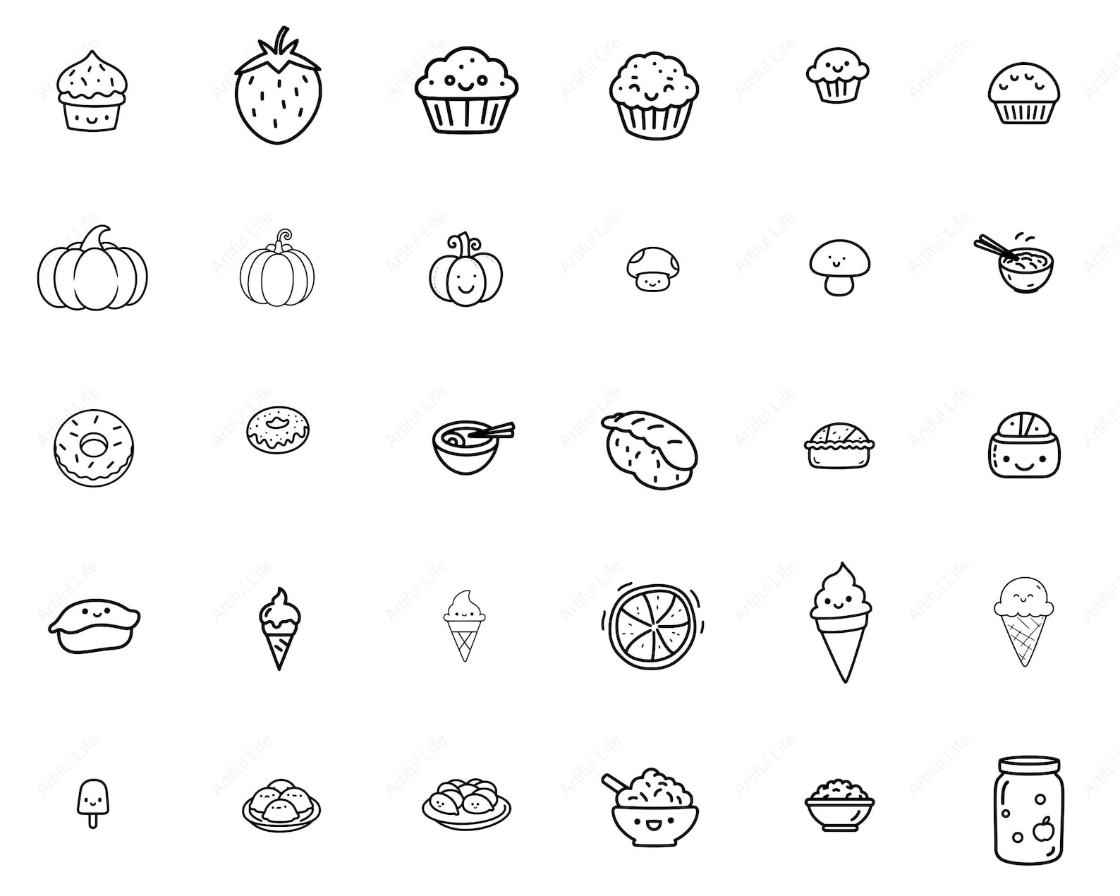 350 Food Doodle Clipart SVG PNG | Cute Food Clipart Bundle | Digital ...