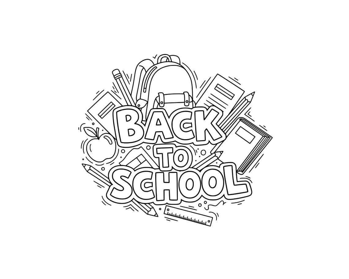 190 Back to School Doodle Clipart SVG PNG | Cute School Clipart | Black ...