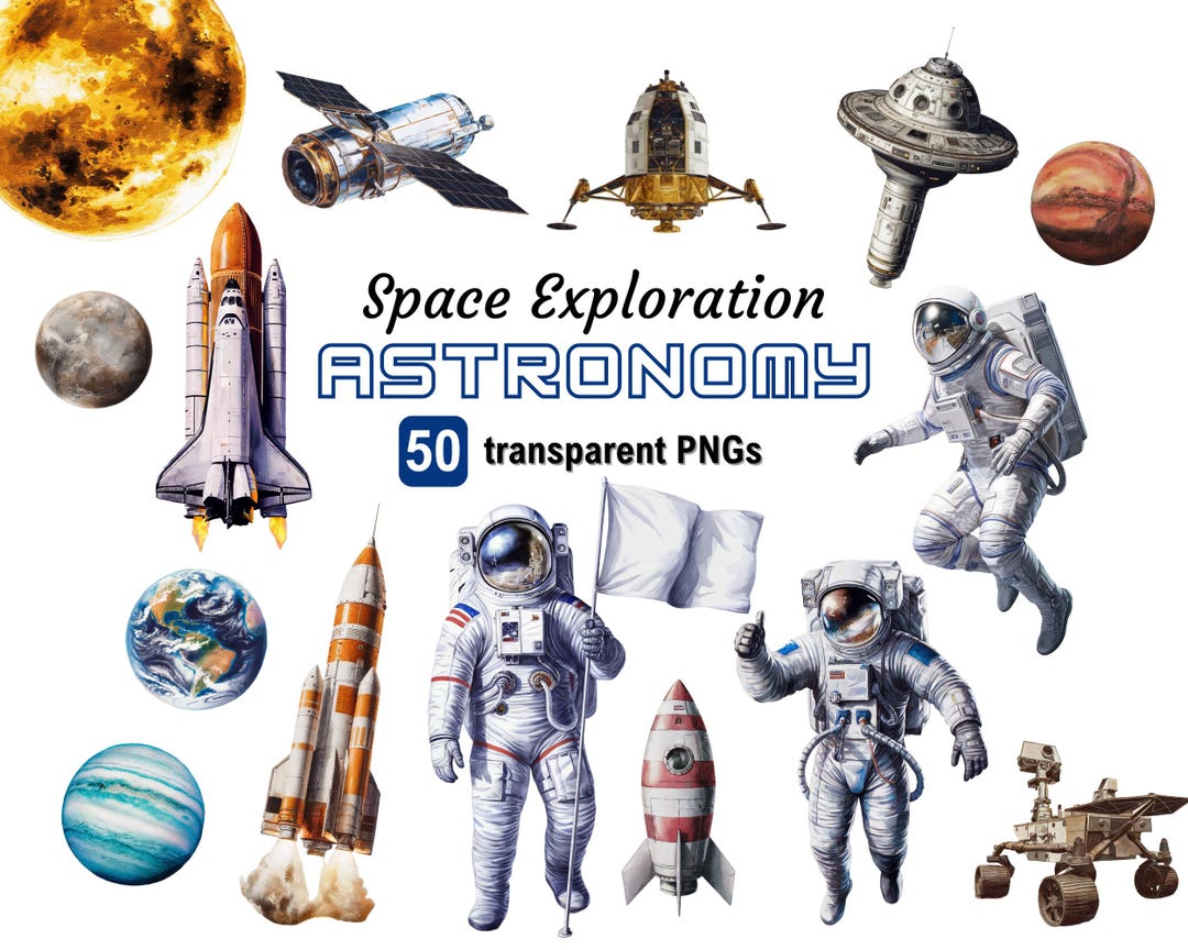 Realistic Watercolor Astronomy Clipart | 50+ Astronauts Space Explorer ...