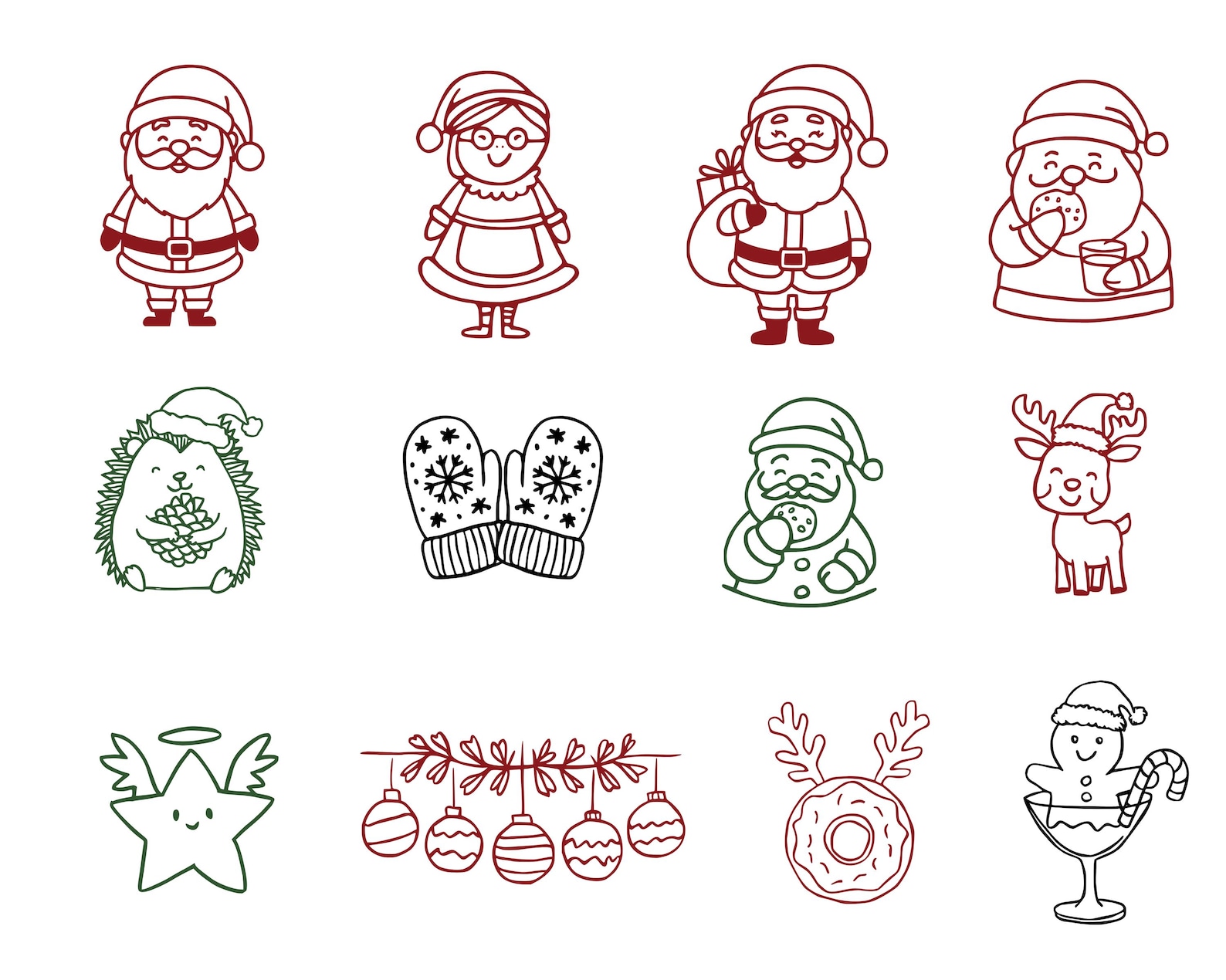 200 X Christmas Doodle Png Svg | Hand Drawn Christmas Clipart Bundle ...