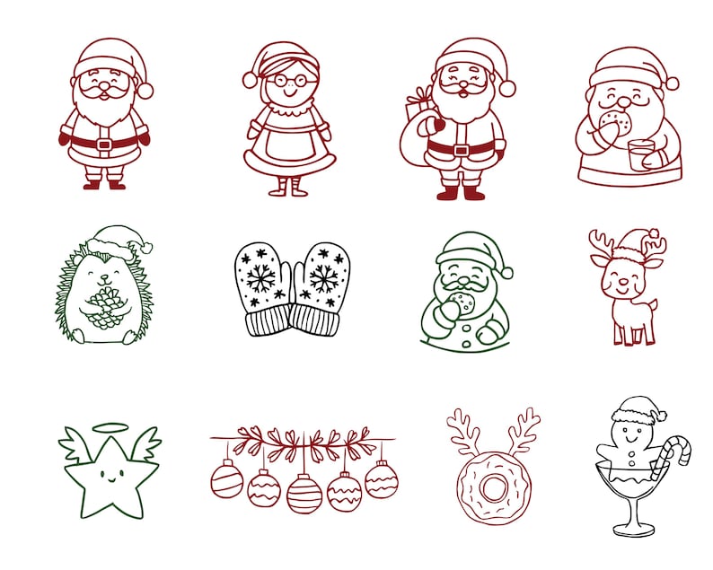 200 X Christmas Doodle Png Svg | Hand Drawn Christmas Clipart Bundle ...