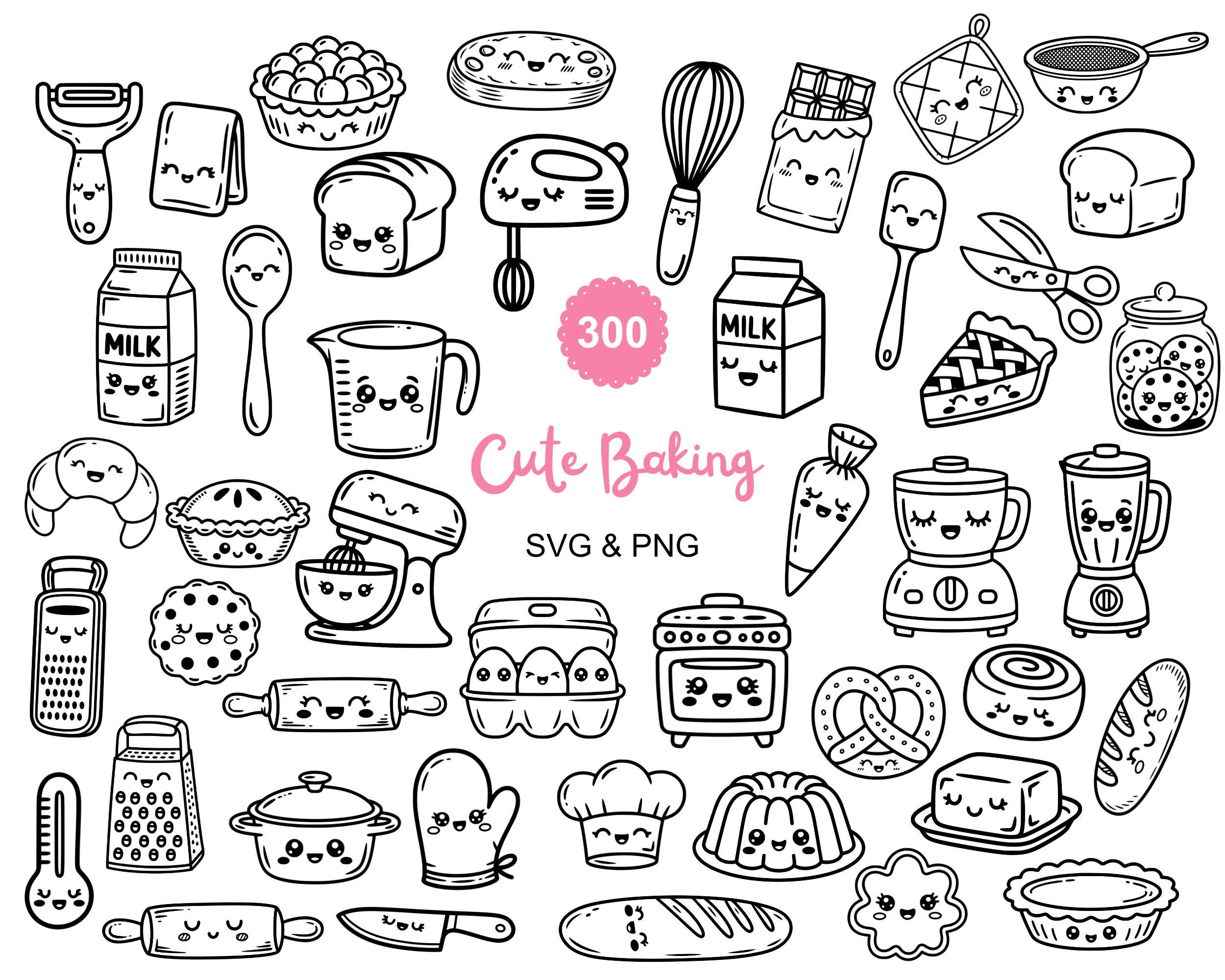 300 Cute Baking SVG PNG Bundle Illustrations | Bakery Svg | Kawaii Food ...