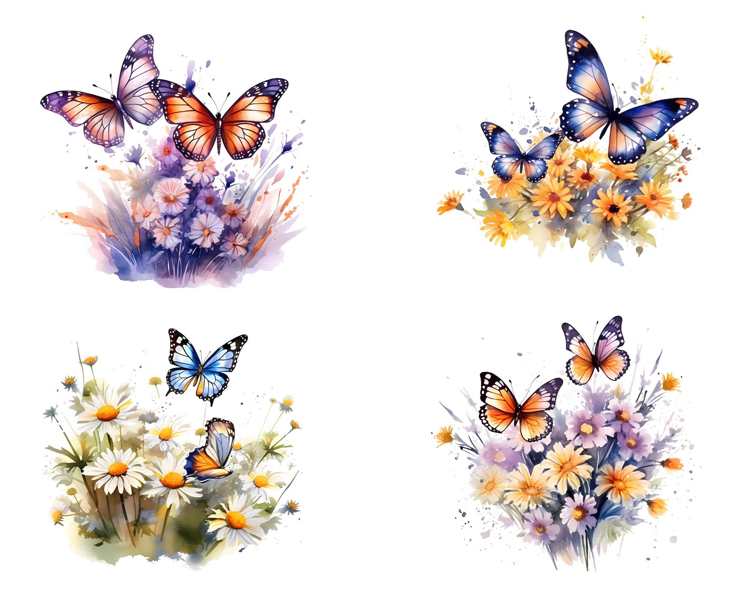 Watercolor Floral Butterfly Clipart 23 High Quality Transparent Png for ...
