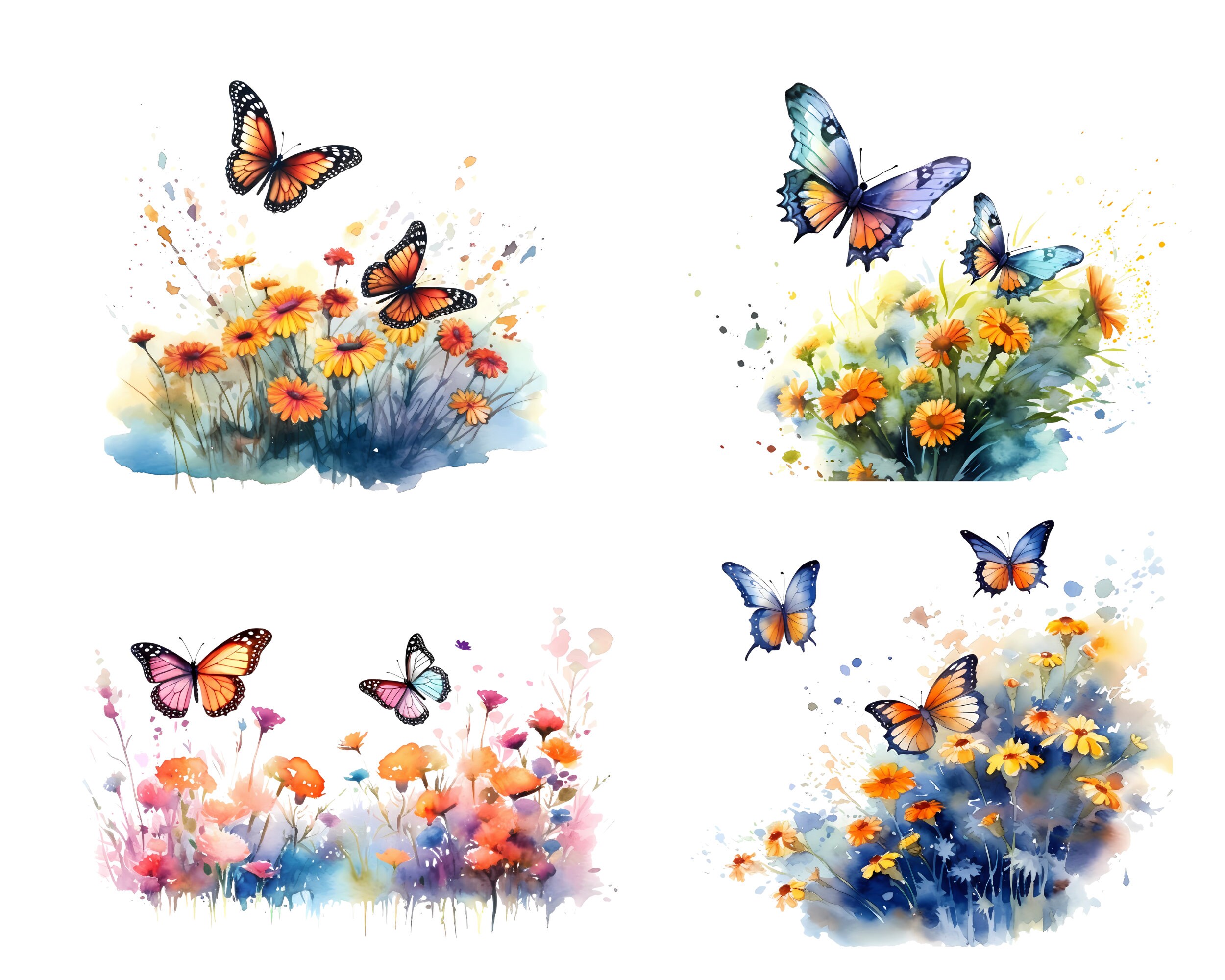 Watercolor Floral Butterfly Clipart 23 High Quality Transparent Png for ...