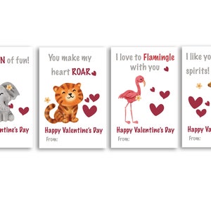 Printable Animals Valentine's Day Cards, Classroom Valentine's Day ...
