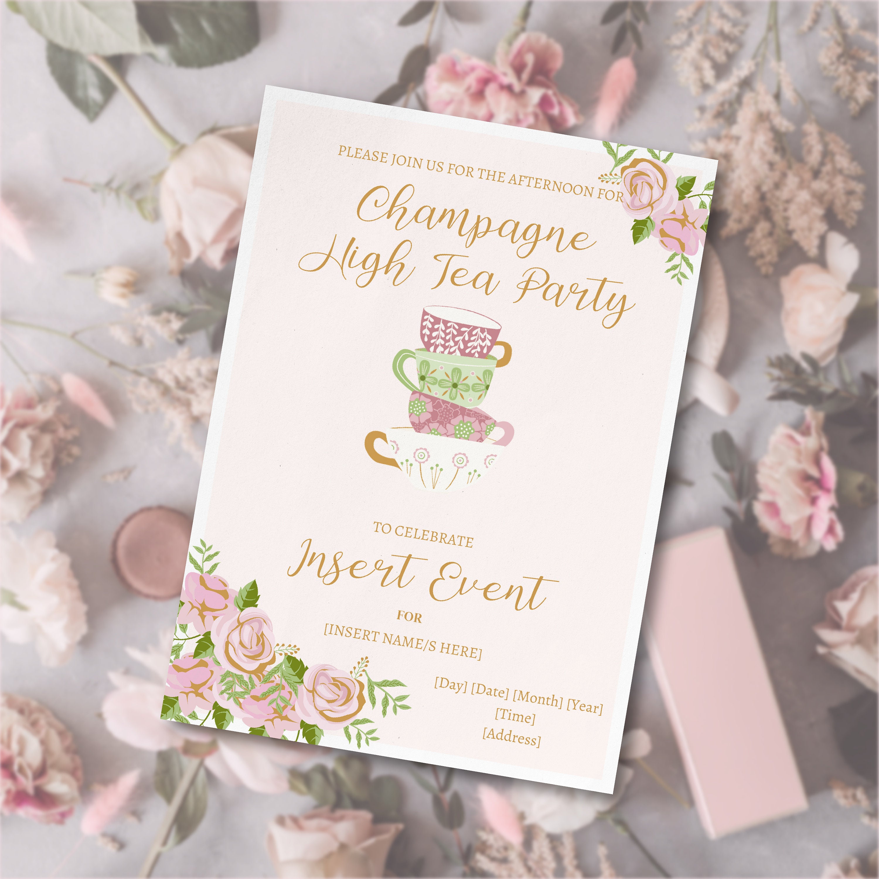 Champagne High Tea Invitation - Etsy