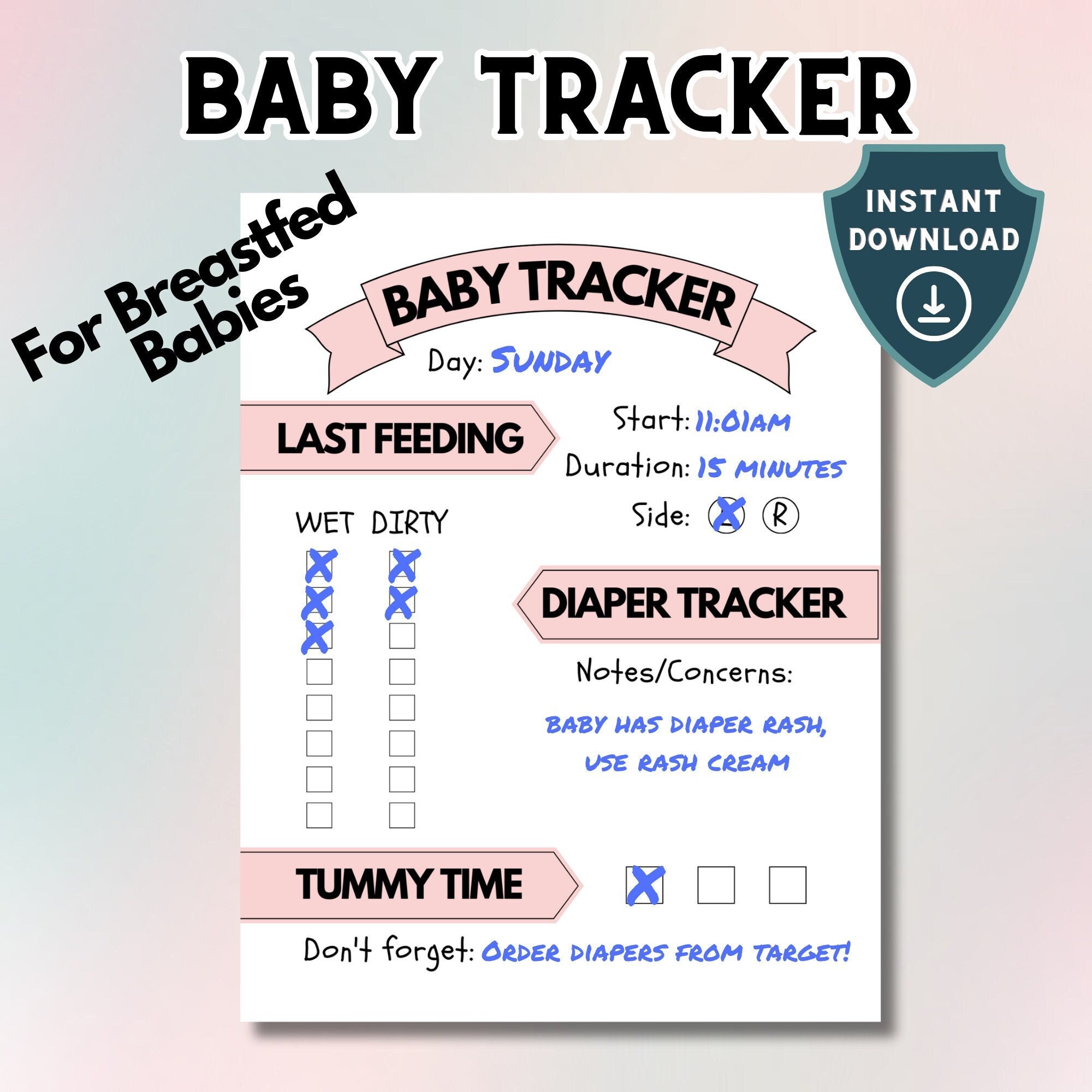 Newborn Baby Tracker Breastfeeding Tracker Baby Wellness Baby Log ...
