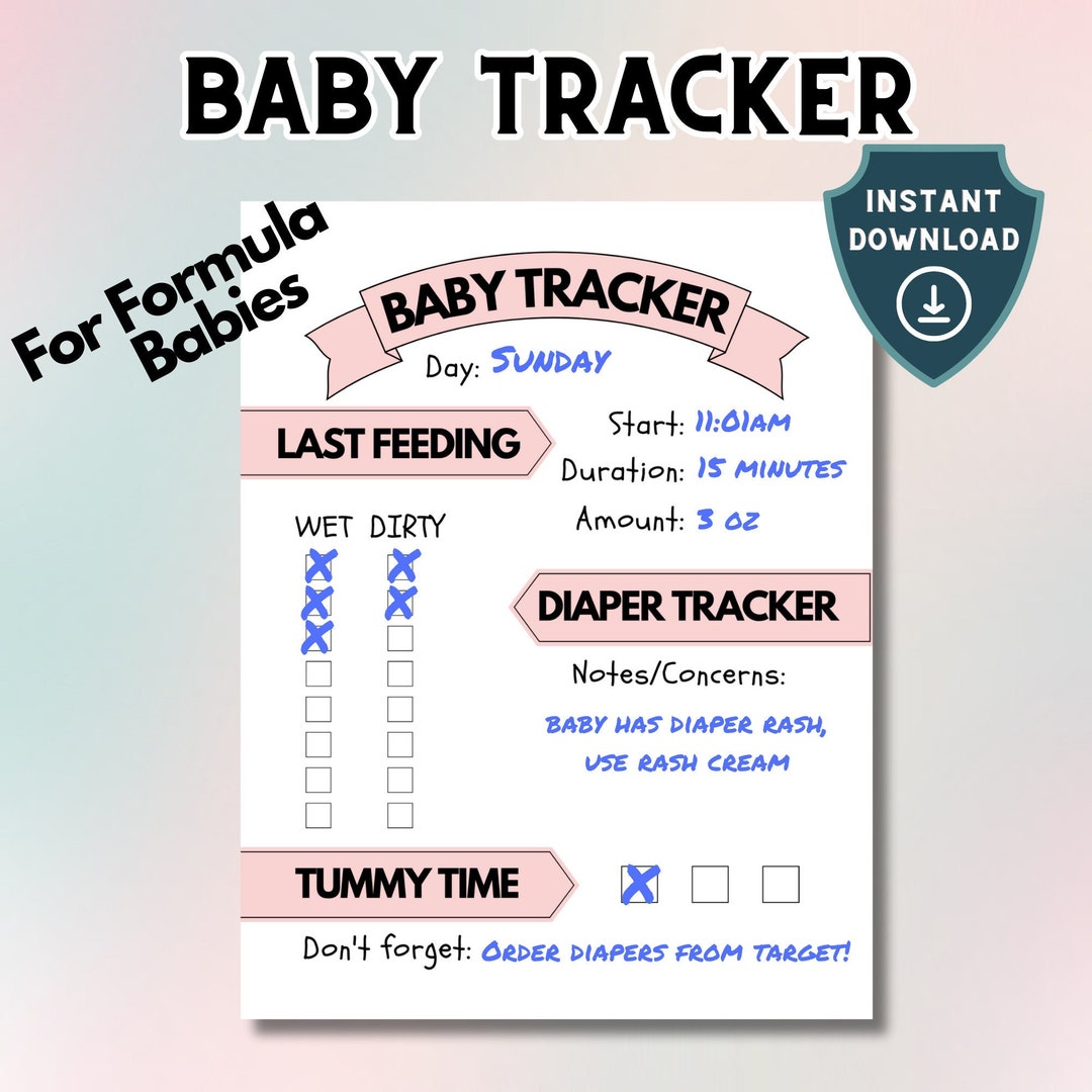 Newborn Baby Tracker Formula Feeding Tracker Baby Wellness Baby Log ...