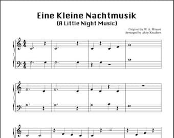 Mozart Eine Kleine Nachtmusik easy Piano Solo Arrangement K. 525 ...