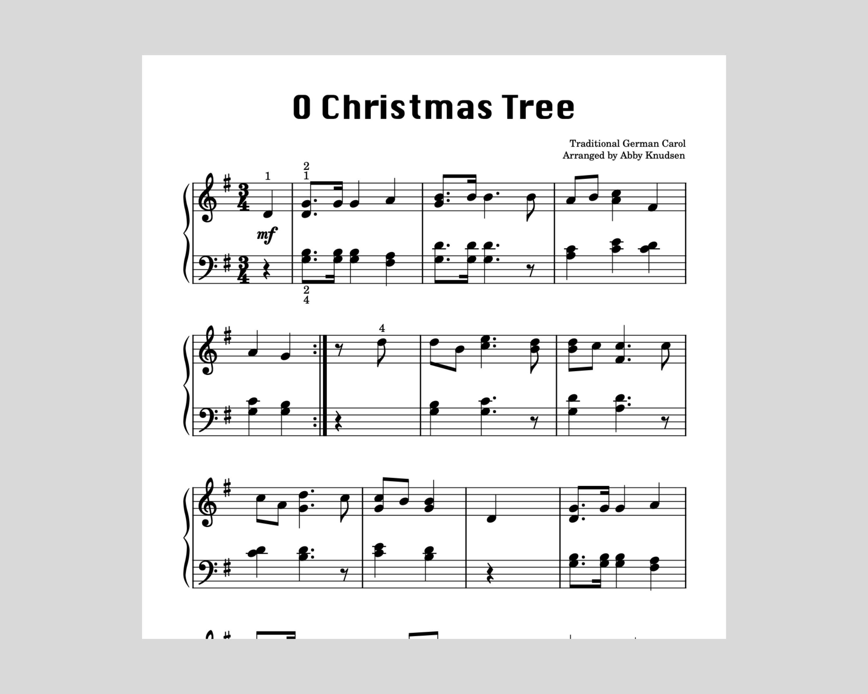 O Christmas Tree Easy Piano Sheet Music Printable PDF - Etsy