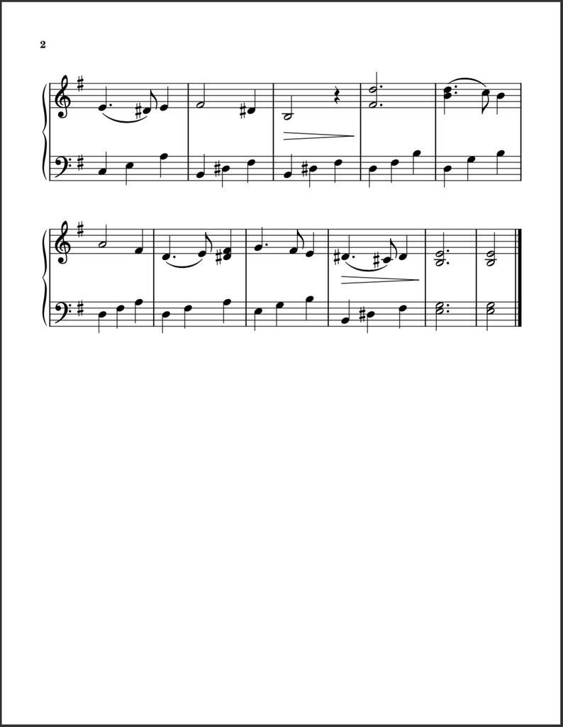 Greensleeves | Easy Christmas Piano Sheet Music - Printable PDF - Etsy