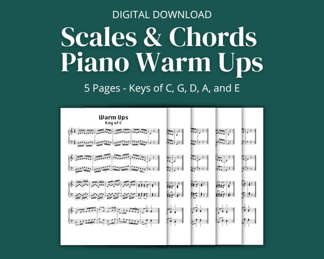 Scales and Chords Piano Warm Ups (keys of C, G, D, A, and E ...