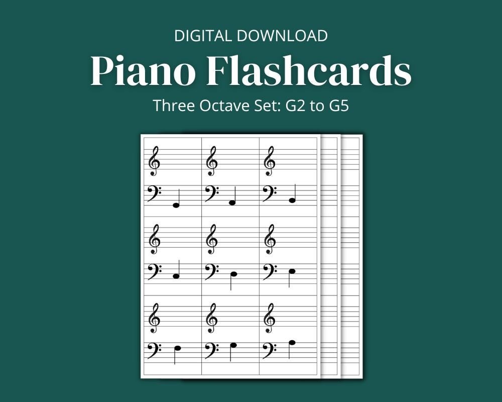 Grand Staff Piano Music Flashcards (three Octave Set) - Printable PDF ...