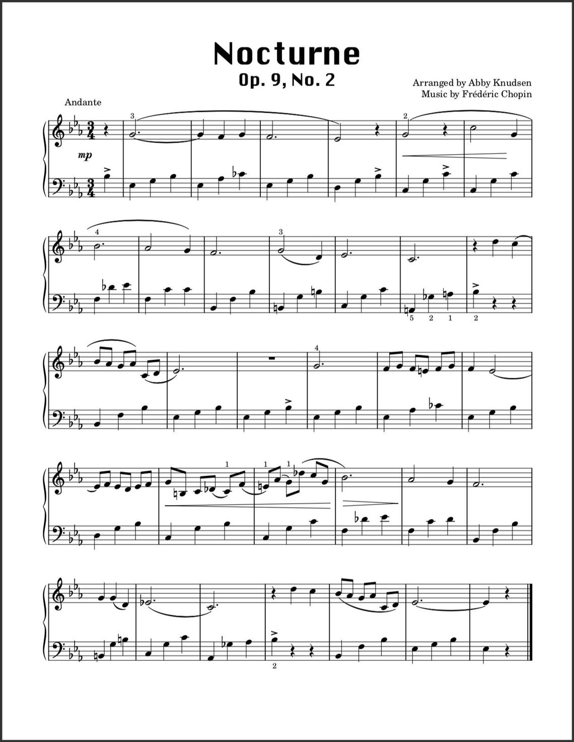 BUNDLE! Simplified Chopin Piano Sheet Music | Printable PDF - Etsy