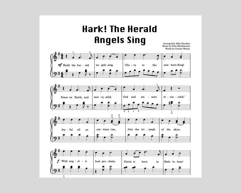 Hark! the Herald Angels Sing | Easy Christmas Piano Sheet Music ...
