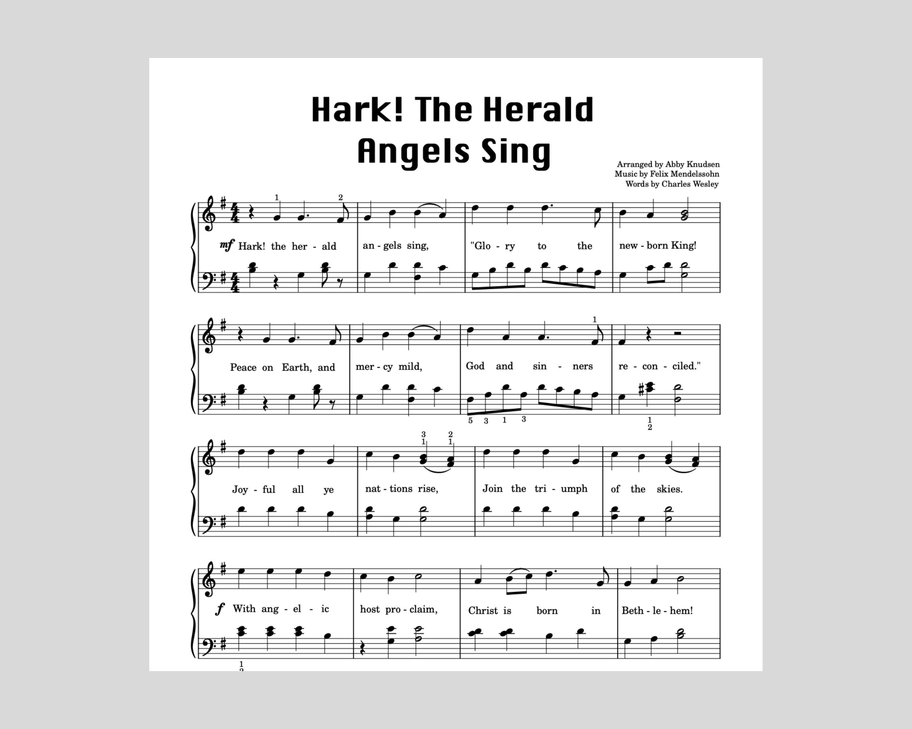 Hark! the Herald Angels Sing | Easy Christmas Piano Sheet Music ...