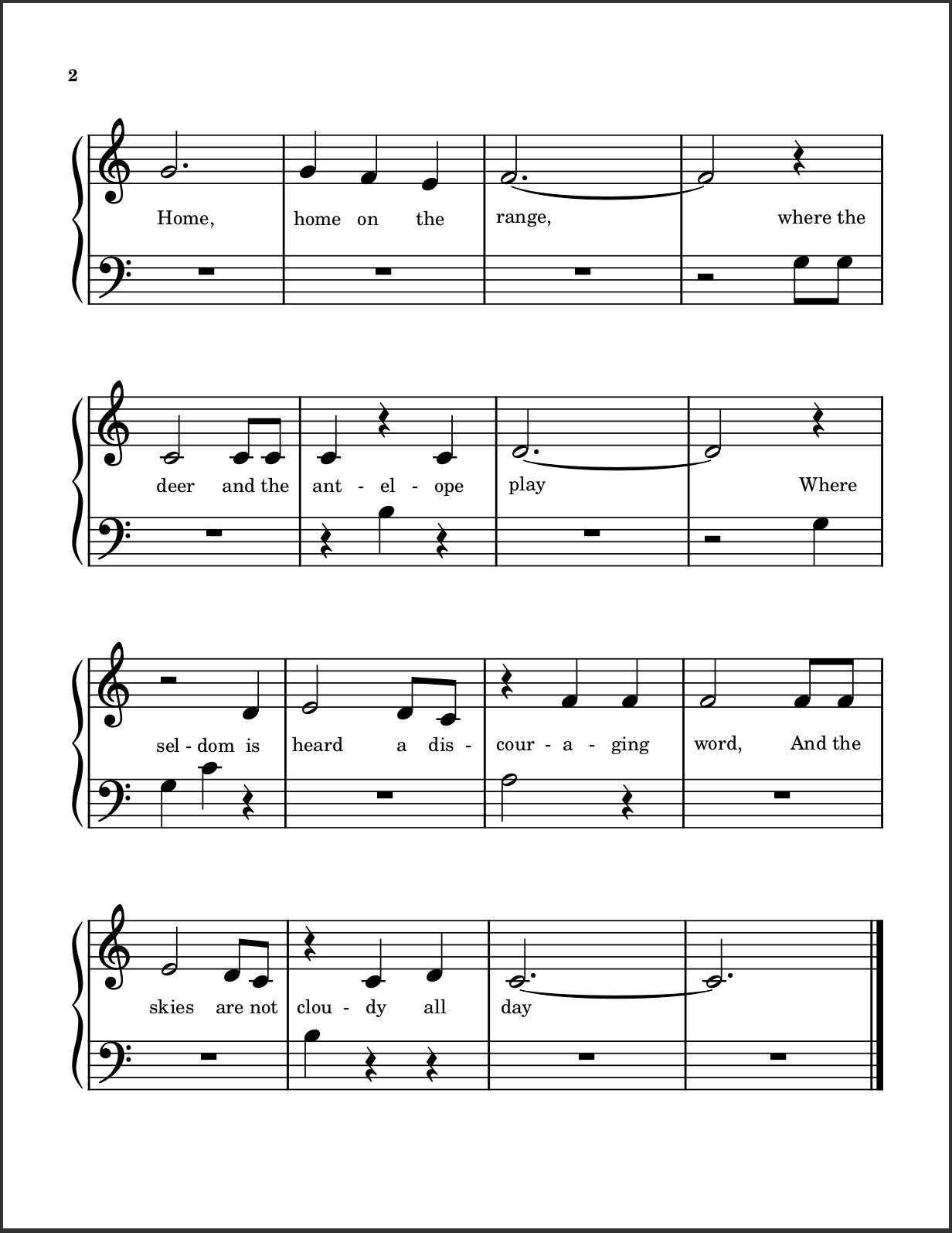 PRIMER LEVEL Home on the Range Easy Piano Sheet Music Printable PDF - Etsy