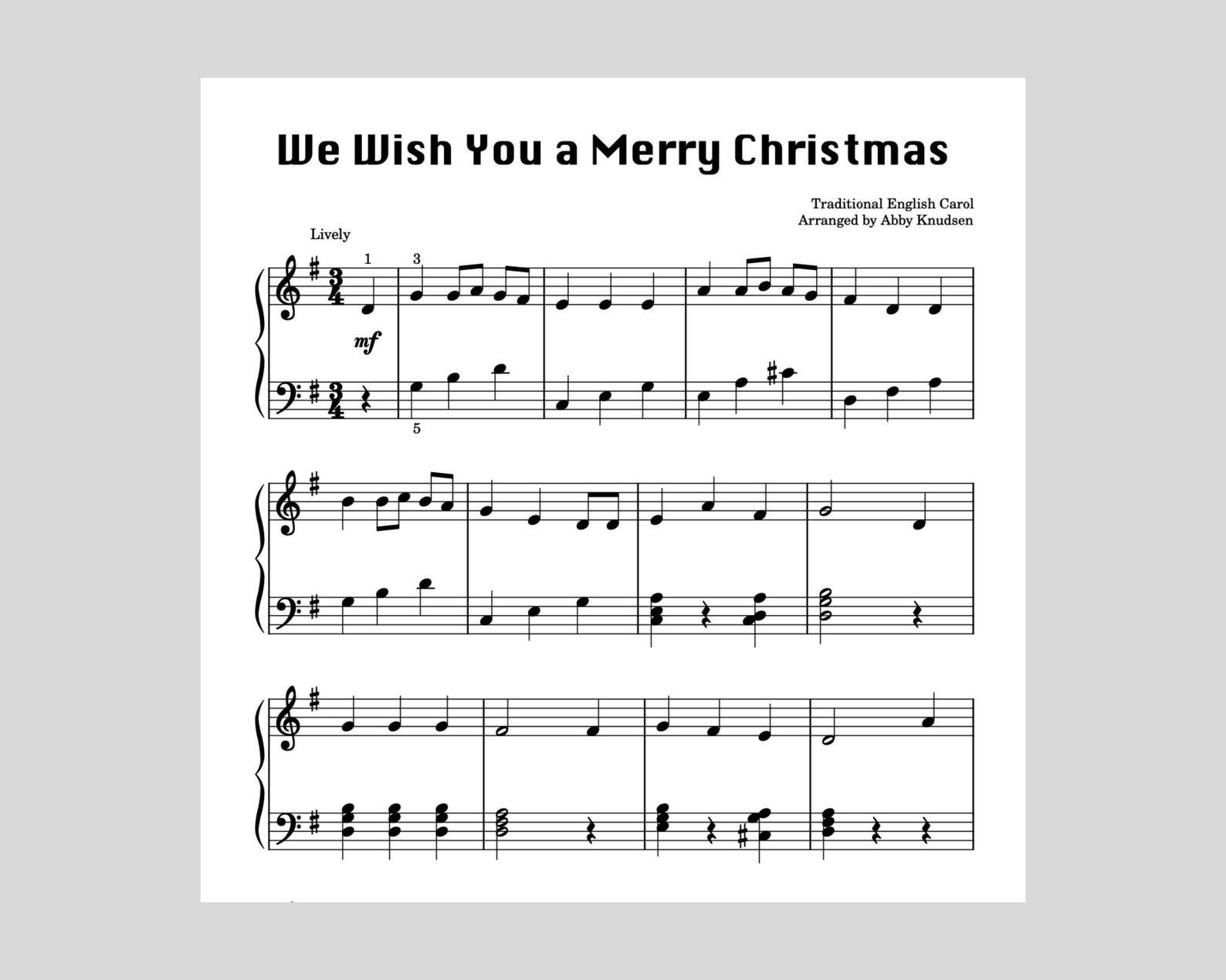 We Wish You a Merry Christmas | Easy Piano Sheet Music - Printable PDF ...