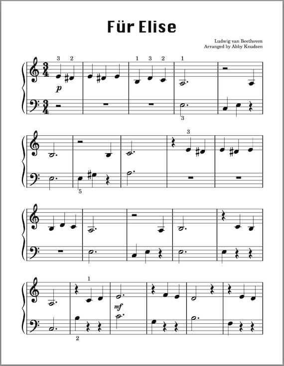 Beethoven Piano Sheet Music Beethoven Für Elise Easy Piano.