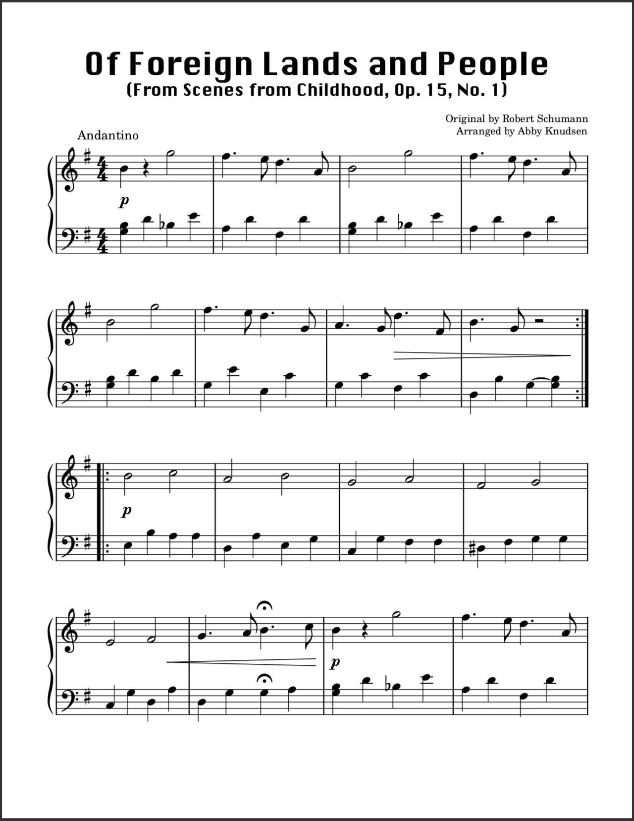SIMPLIFIED of Foreign Lands and People | Schumann Easy Piano Sheet ...