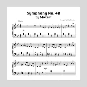 SIMPLIFIED Mozart's Symphony No. 40 | Easy Piano Sheet Music ...
