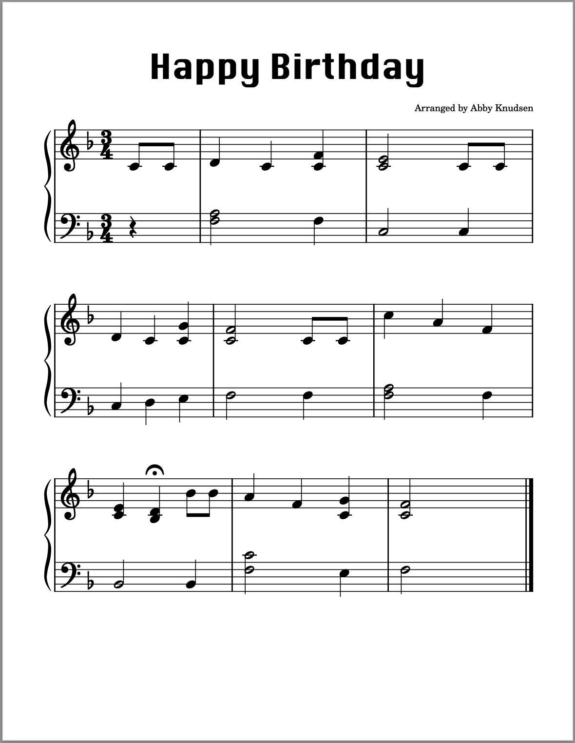 Happy Birthday | EASY Piano Sheet Music - Printable PDF - Etsy