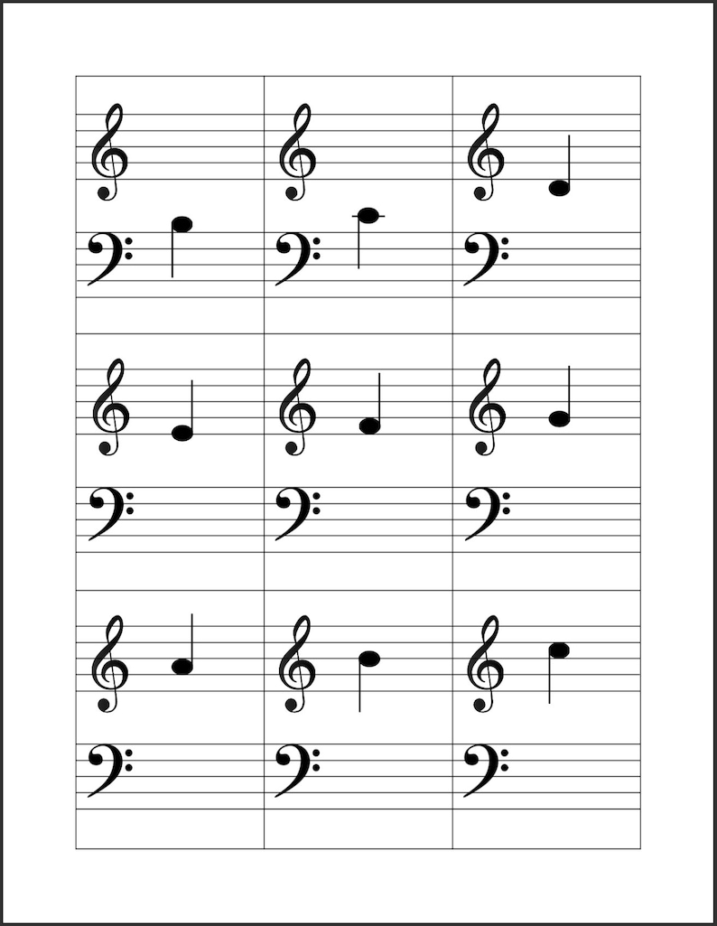 Grand Staff Piano Music Flashcards (three Octave Set) - Printable PDF ...
