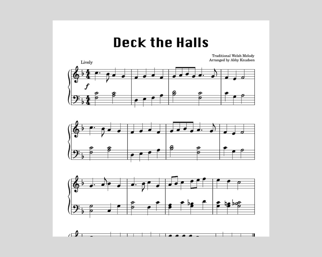 Deck the Halls | Easy Christmas Piano Sheet Music - Printable PDF - Etsy