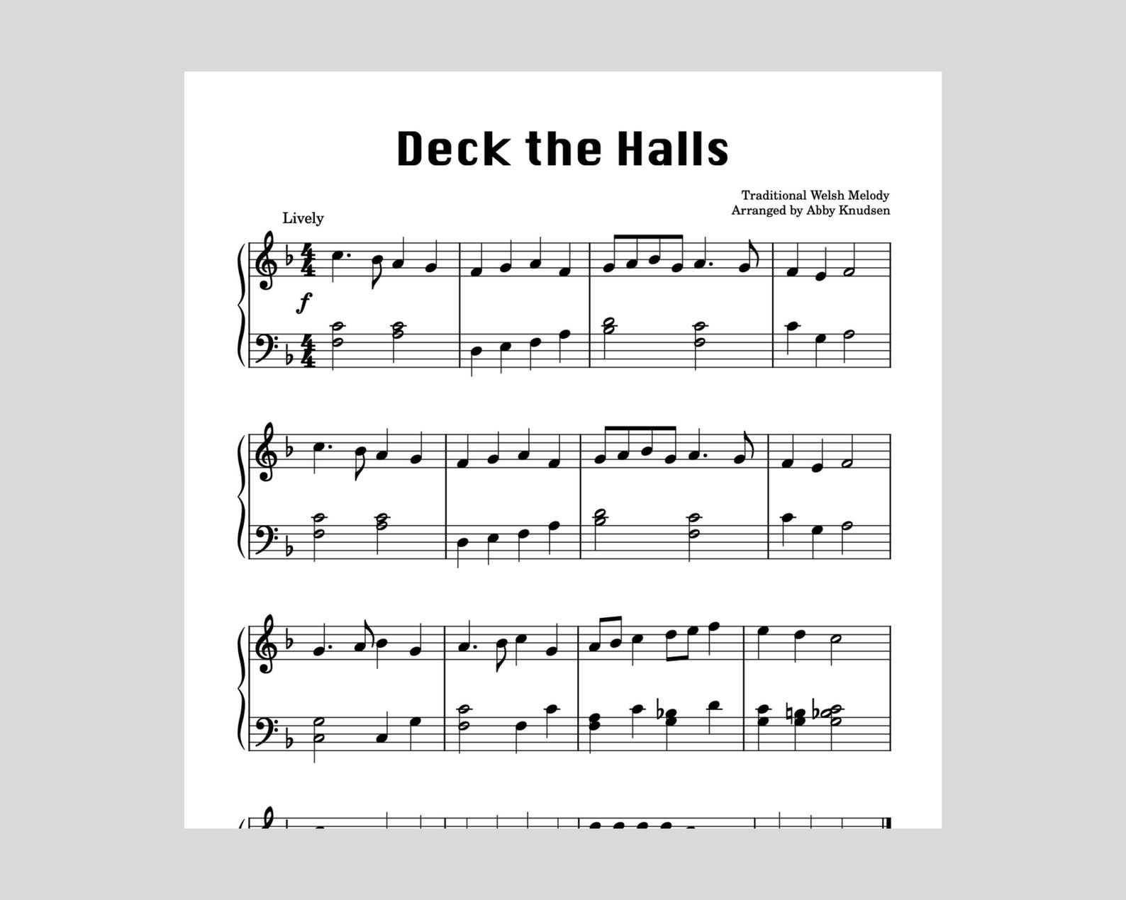 Deck the Halls | Easy Christmas Piano Sheet Music - Printable PDF - Etsy