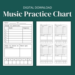 Music Practice Chart - Weekly Assignments Log - Printable PDF - Etsy