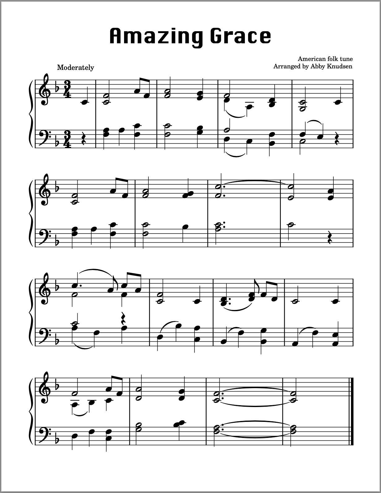 Amazing Grace | Piano Sheet Music - Digital Download - Etsy