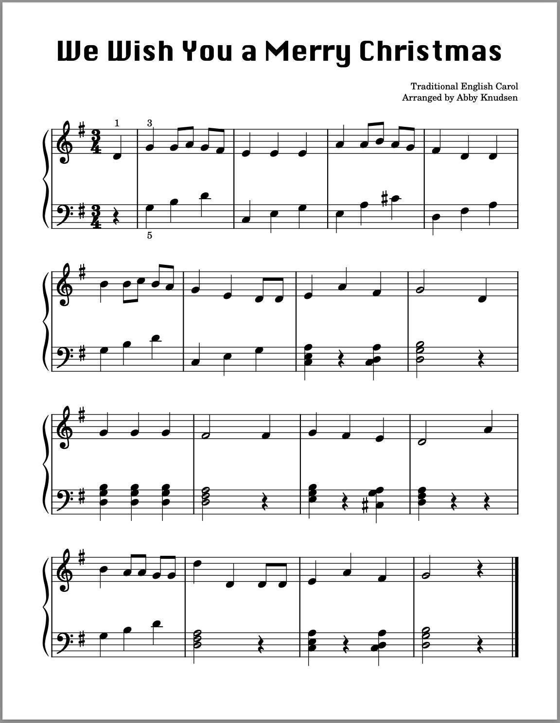 We Wish You A Merry Christmas Easy Piano Sheet Music Printable Pdf Etsy
