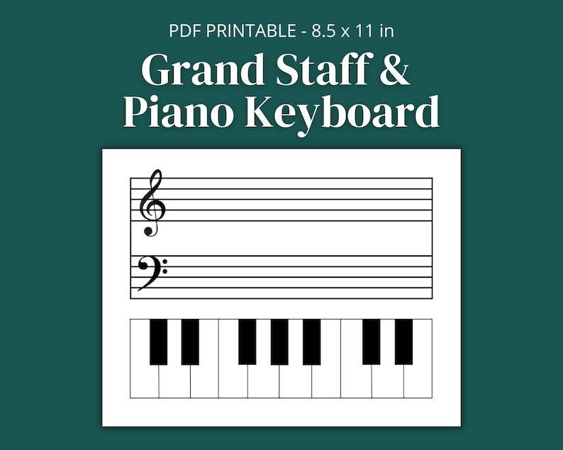 Grand Staff and Piano Keyboard | Music Lessons | Printable PDF - Etsy
