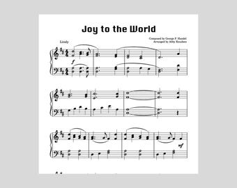 Joy to the World, Easy Christmas Piano Sheet Music, Key of C, Chords ...