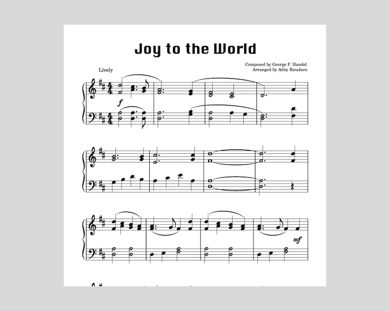 Joy to the World | Intermediate Christmas Piano Sheet Music - Printable ...