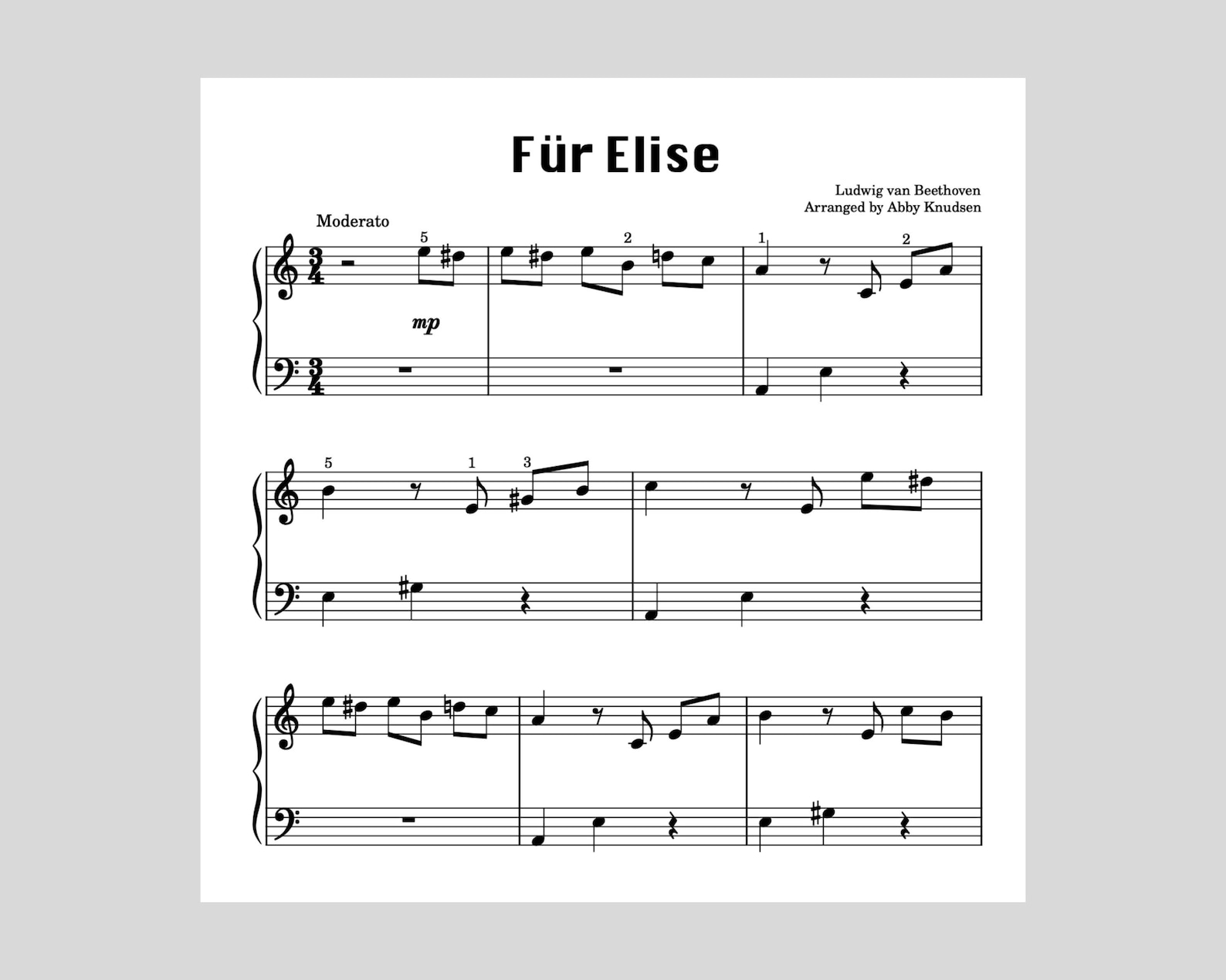 SIMPLIFIED Fur Elise | Easy Beethoven Piano Sheet Music - Printable PDF ...