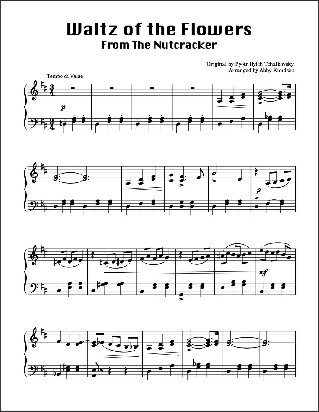 SIMPLIFIED Waltz of the Flowers from the Nutcracker Tchaikovsky Piano ...