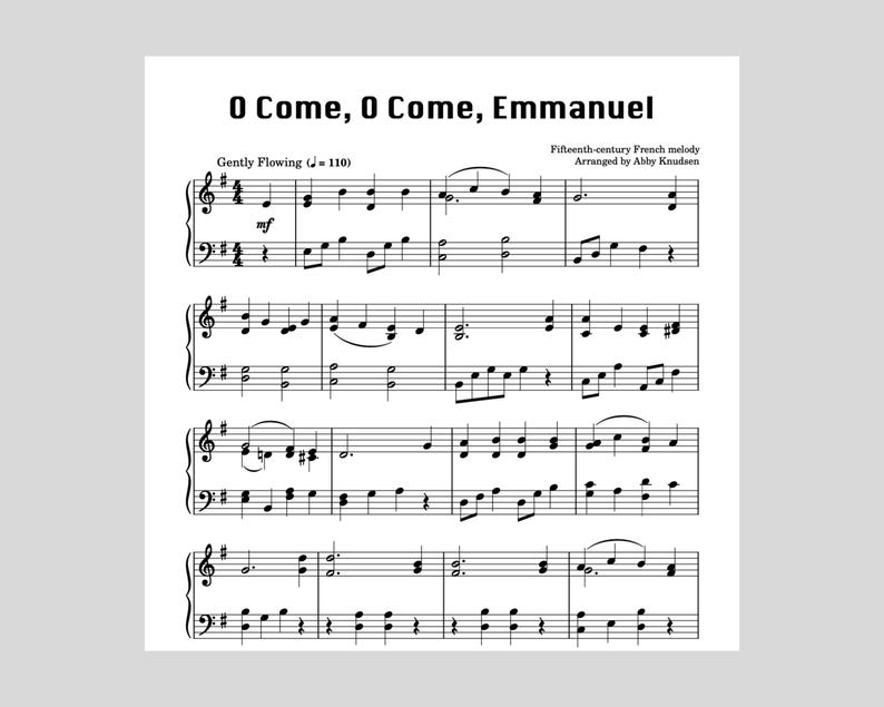 O Come, O Come, Emmanuel | Easy Piano Christmas Sheet Music - Printable ...