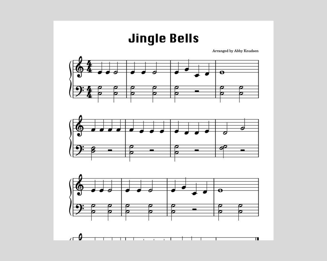 PRIMER LEVEL Jingle Bells | Easy Christmas Piano Sheet Music ...