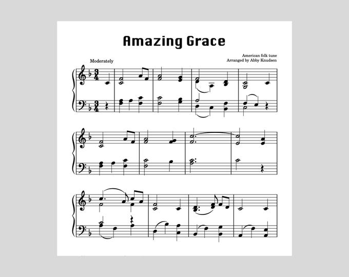 Amazing Grace Easy Piano Sheet Music, Music Teacher, Beginner Piano ...