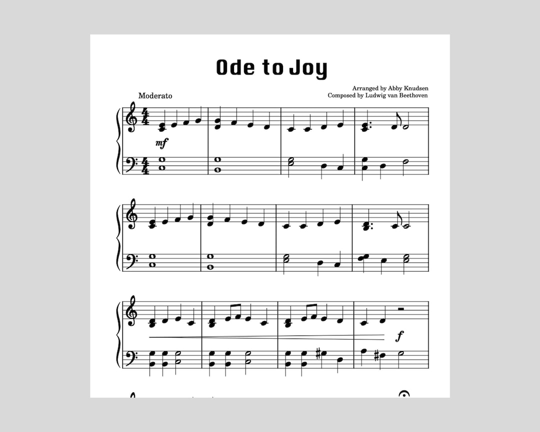SIMPLIFIED Ode to Joy | Easy Beethoven Piano Sheet Music - Printable ...