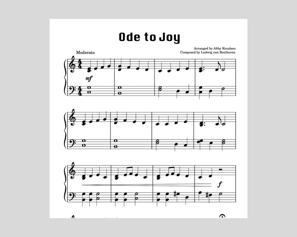 SIMPLIFIED Ode to Joy | Easy Beethoven Piano Sheet Music - Printable ...